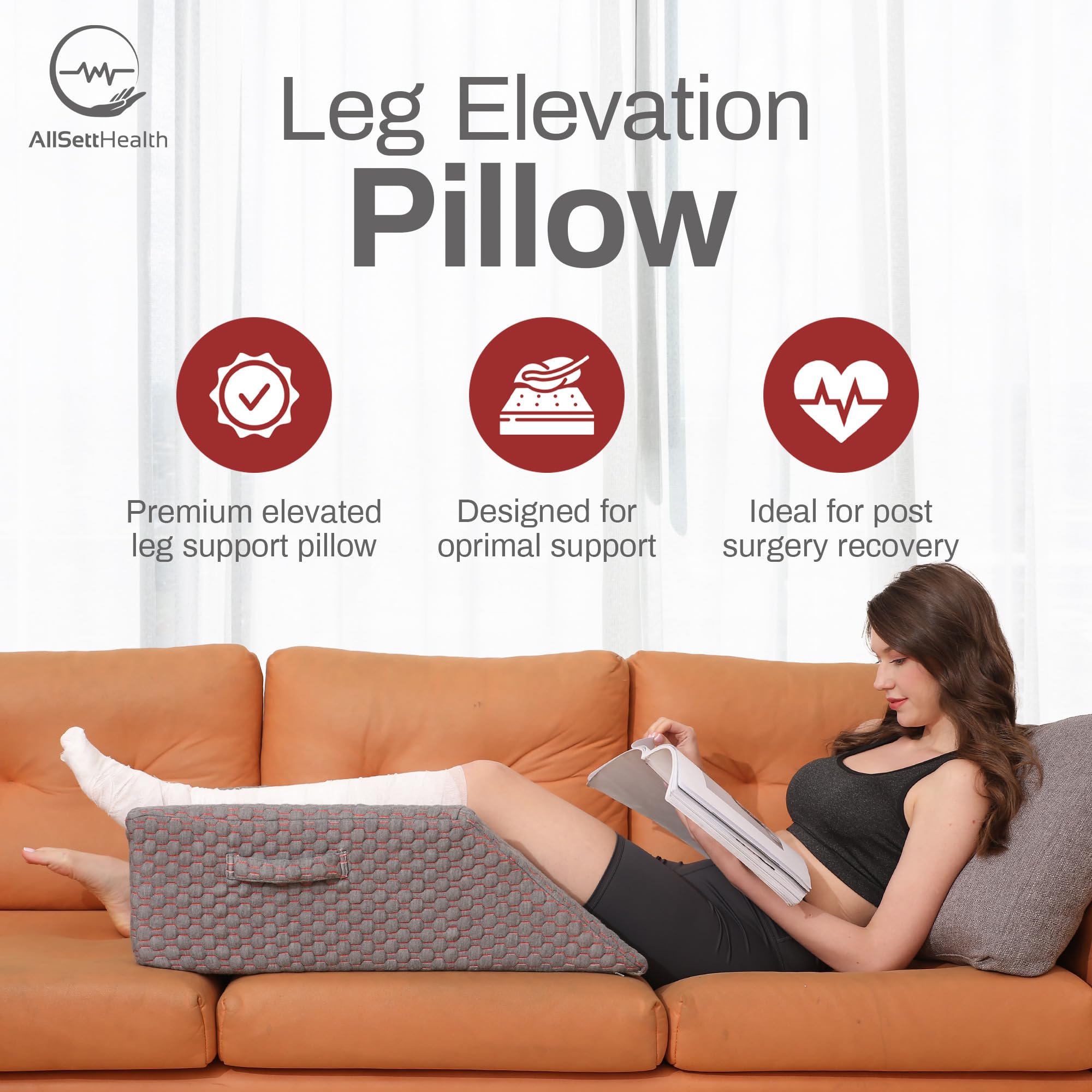 Single Leg Elevation Pillow Post Surgery Leg Pillow | Memory Foam Ankle Knee and Leg Wedge Pillow for Injury After Surgery β Foot, Leg Pain, Hip, Knee Pain, Improve Blood Circulation 29β x 13β x 9.5"