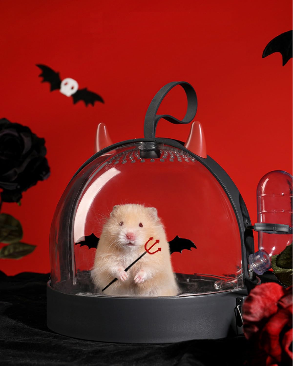Portable Travel Small Animal Carrier Cage with Water Bottle, Breathable Small Pet Outgoing Bag Case for Hamster Sugar Glider Gerbil Hedgehog Squirrel Lizard Bird Ferrets Chinchilla Guinea Pig
