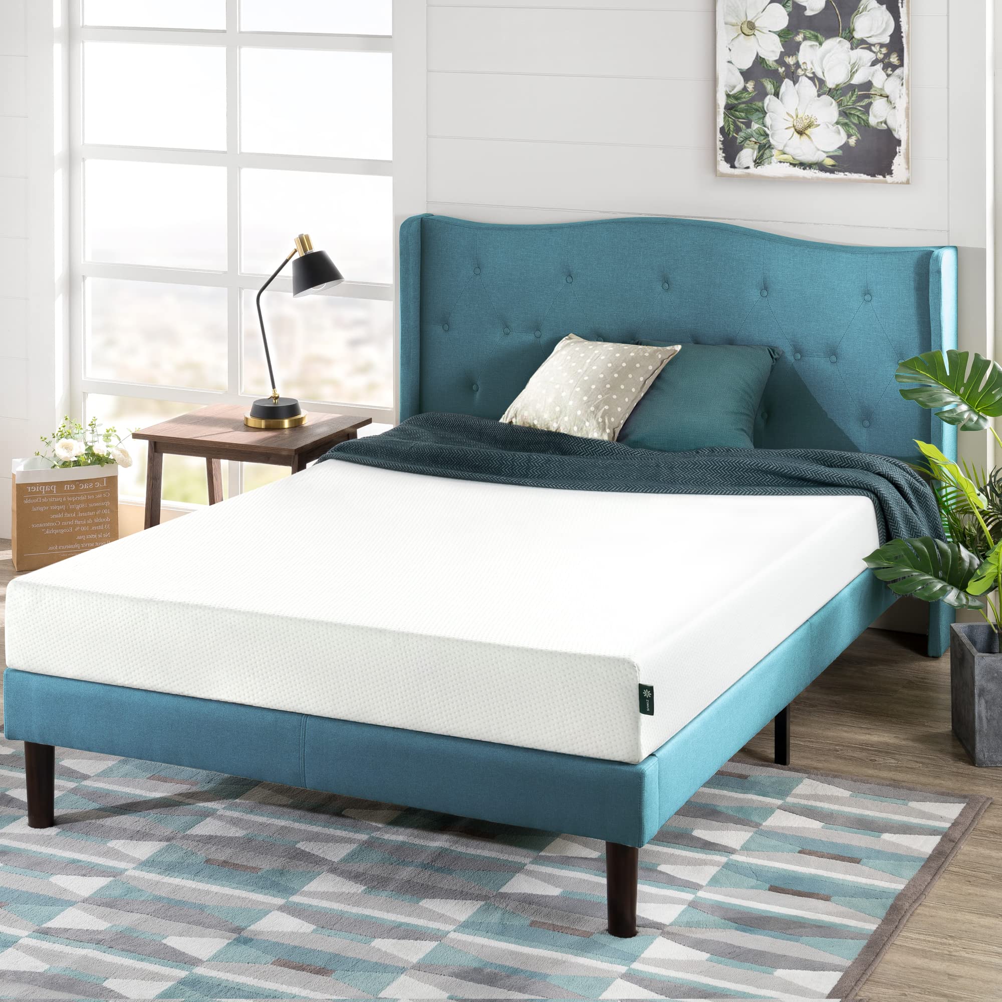 Zinus 8 Inch Green Tea Memory Foam Mattress/CertiPUR-US Certified XL, White & SmartBase Tool-Free Assembly Mattress Foundation / 14 Inch Metal Platform Bed Frame/Underbed Storage, Twin XL