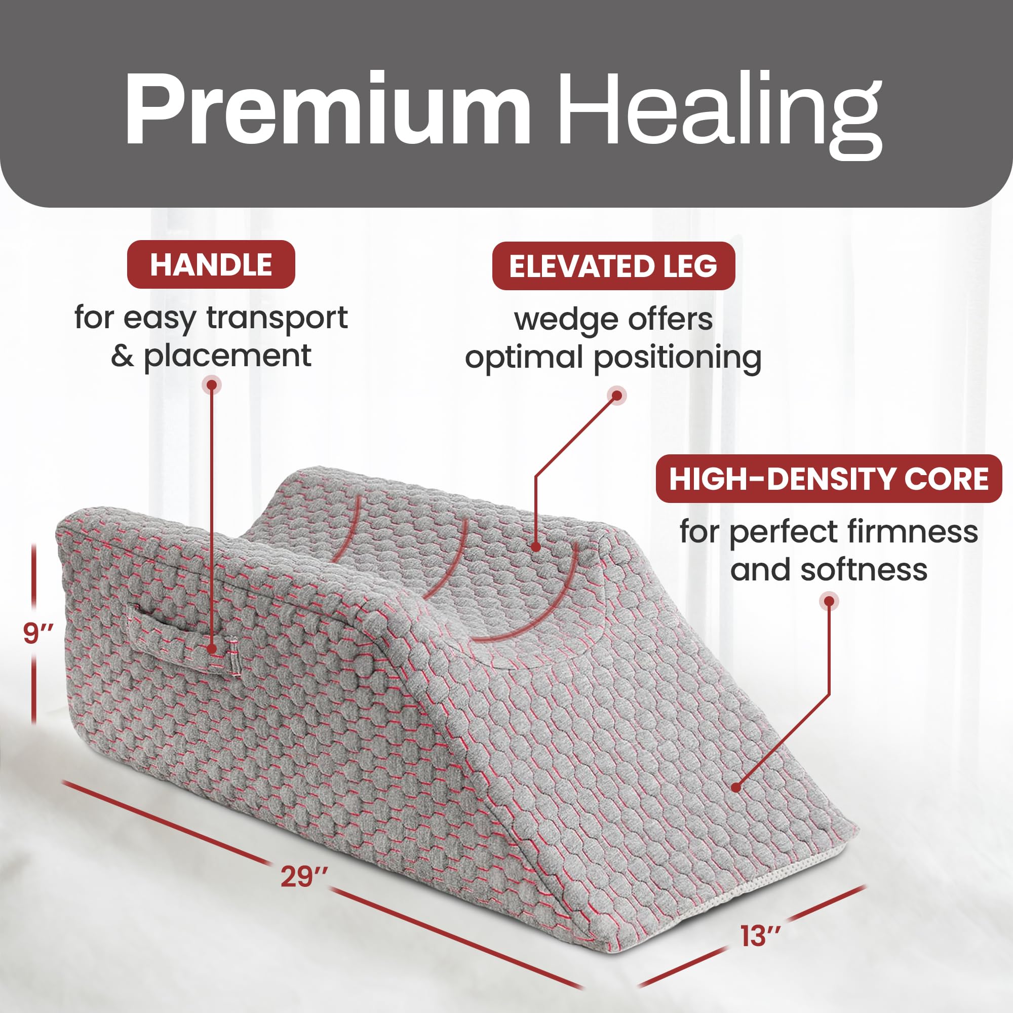 Single Leg Elevation Pillow Post Surgery Leg Pillow | Memory Foam Ankle Knee and Leg Wedge Pillow for Injury After Surgery β Foot, Leg Pain, Hip, Knee Pain, Improve Blood Circulation 29β x 13β x 9.5"