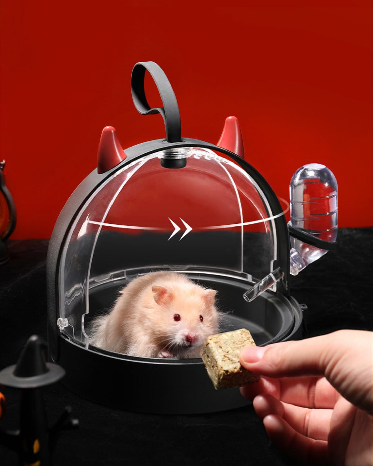 Portable Travel Small Animal Carrier Cage with Water Bottle, Breathable Small Pet Outgoing Bag Case for Hamster Sugar Glider Gerbil Hedgehog Squirrel Lizard Bird Ferrets Chinchilla Guinea Pig
