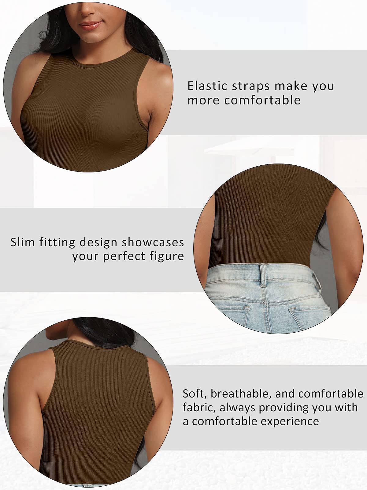 AUTOMET Womens 3 Piece Bodysuits Sexy Ribbed Sleeveless Halter Neck Shapewear Tank Tops One Piece Jumpsuits Summer Outfits
