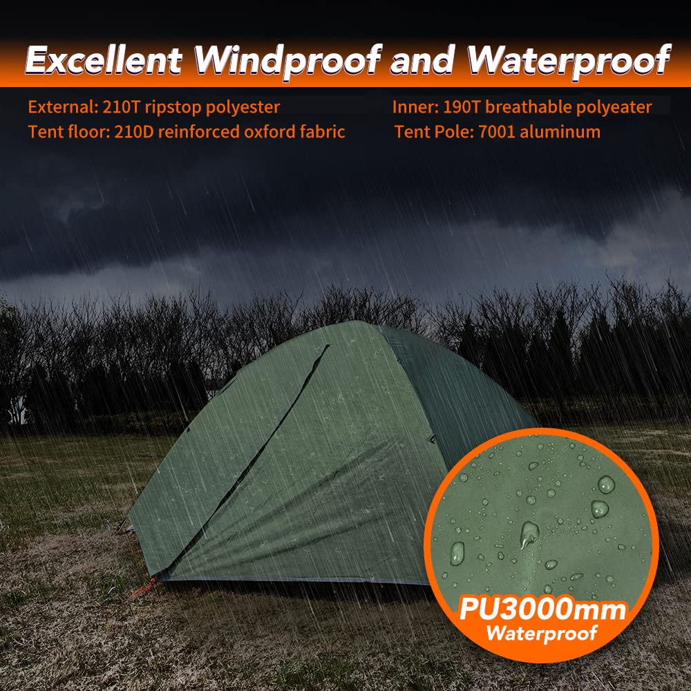 MC TOMOUNT Backpacking Tent 1 Person Waterproof Lightweight Double Layer Free-Standing Aluminum Pole for Outdoor Camping Hiking 4 Season