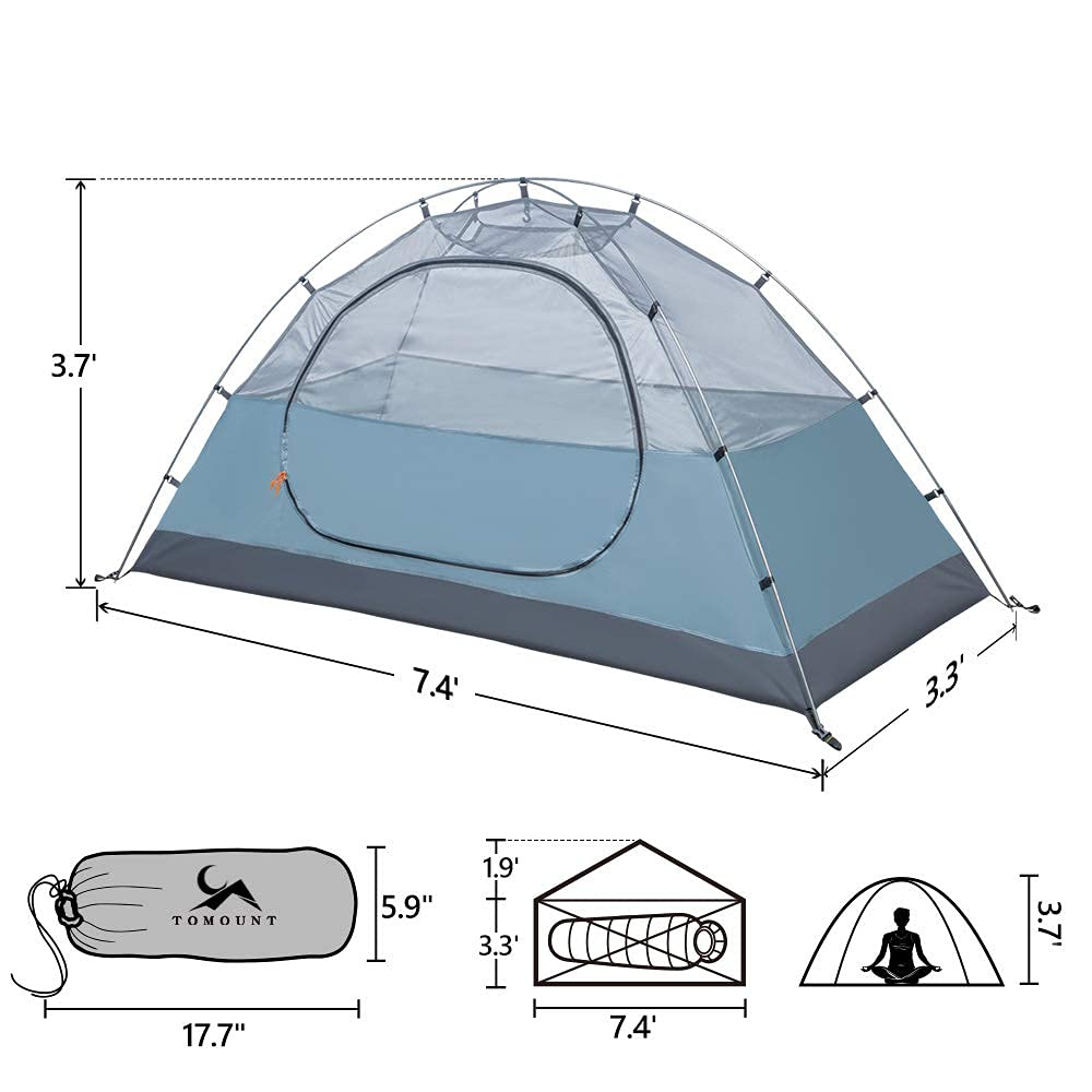 MC TOMOUNT Backpacking Tent 1 Person Waterproof Lightweight Double Layer Free-Standing Aluminum Pole for Outdoor Camping Hiking 4 Season