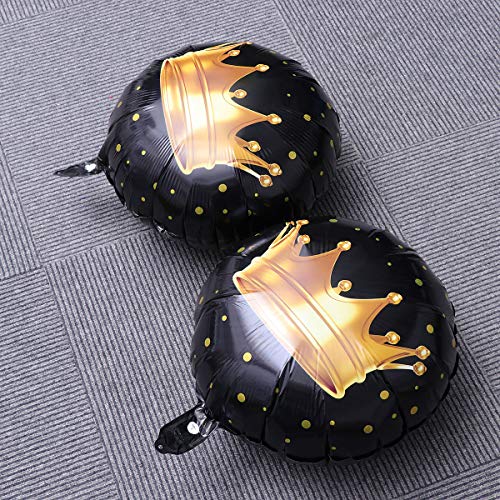 JANOU Crown Balloons 18 Inch Foil Helium Round Black Balloons Birthday Wedding Baby Shower Party Decoration Pack 10pcs