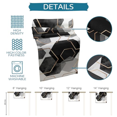 Lsrtoss Black Grey Geometric Table Runner 120 Inches Long Farmhouse Dress Scarves, Yellow Modern Abstract Art Aesthetics Dining Tablerunner for Coffee Table/Kitchen Island/Party Décor, 13" x 120"