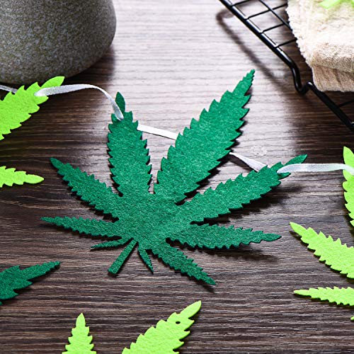 2 Pieces Pot Leaves Felt Banners Pot Leaf Weed Shaped Banners Green Weed Leaves Banner Decorations for Party Home Supplies