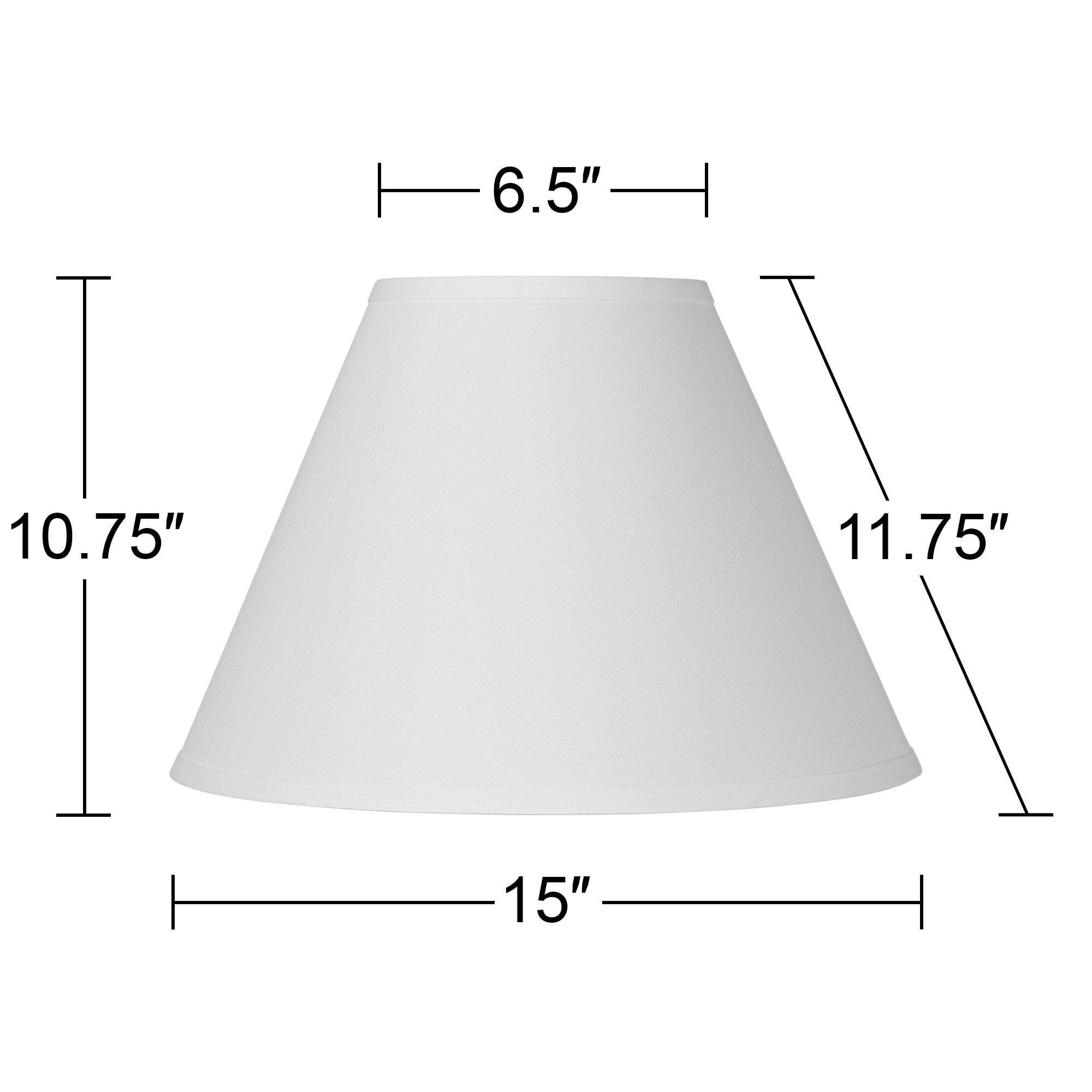 Set of 2 Antique White Linen Medium Empire Lamp Shades 6.5" Top x 15" Bottom x 10.75" High (Spider) Replacement with Harp and Finial - Springcrest