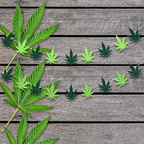 2 Pieces Pot Leaves Felt Banners Pot Leaf Weed Shaped Banners Green Weed Leaves Banner Decorations for Party Home Supplies