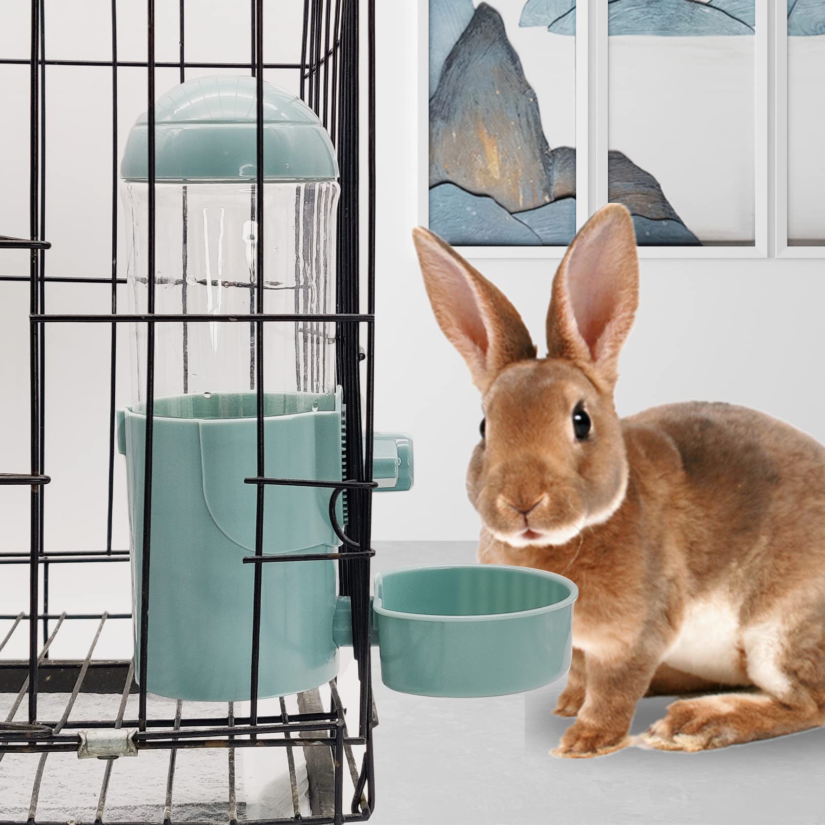 Hamiledyi Rabbit Water Bottle 17oz Bunny Hanging Automatic Water Dispenser Chinchillas Feeder Water Bowl Small Animal No Drip Plastic Water Dispenser for Guinea Pigs Chinchillas Hedgehogs Ferrets 2Pcs