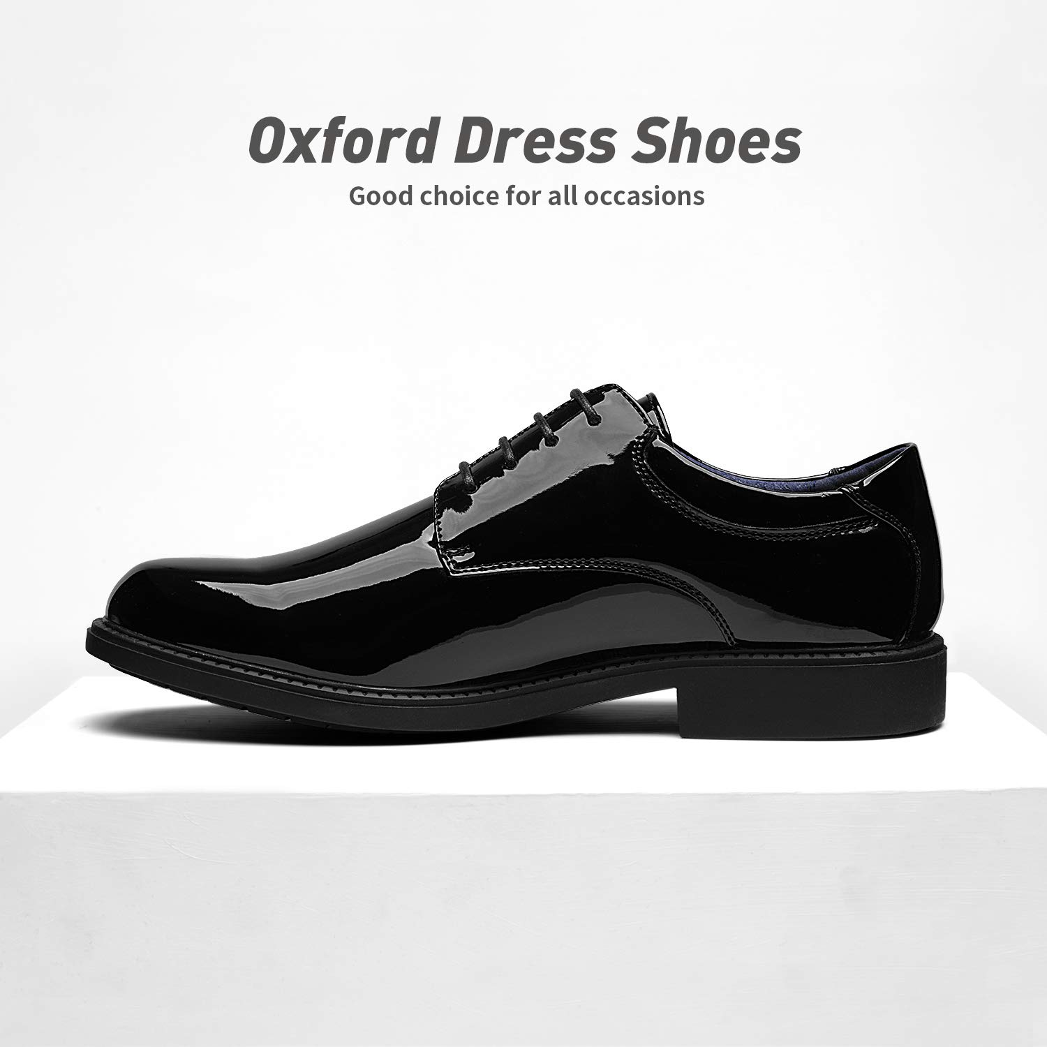 Bruno Marc Men's Downing-02 Black Pat Leather Lined Dress Oxford Shoes Classic Lace Up Formal Size 15 M US