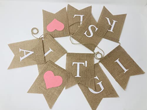 Shimmer Anna Shine It's a Girl Burlap Banner for Baby Shower Decorations and Gender Reveal Party (Pink)