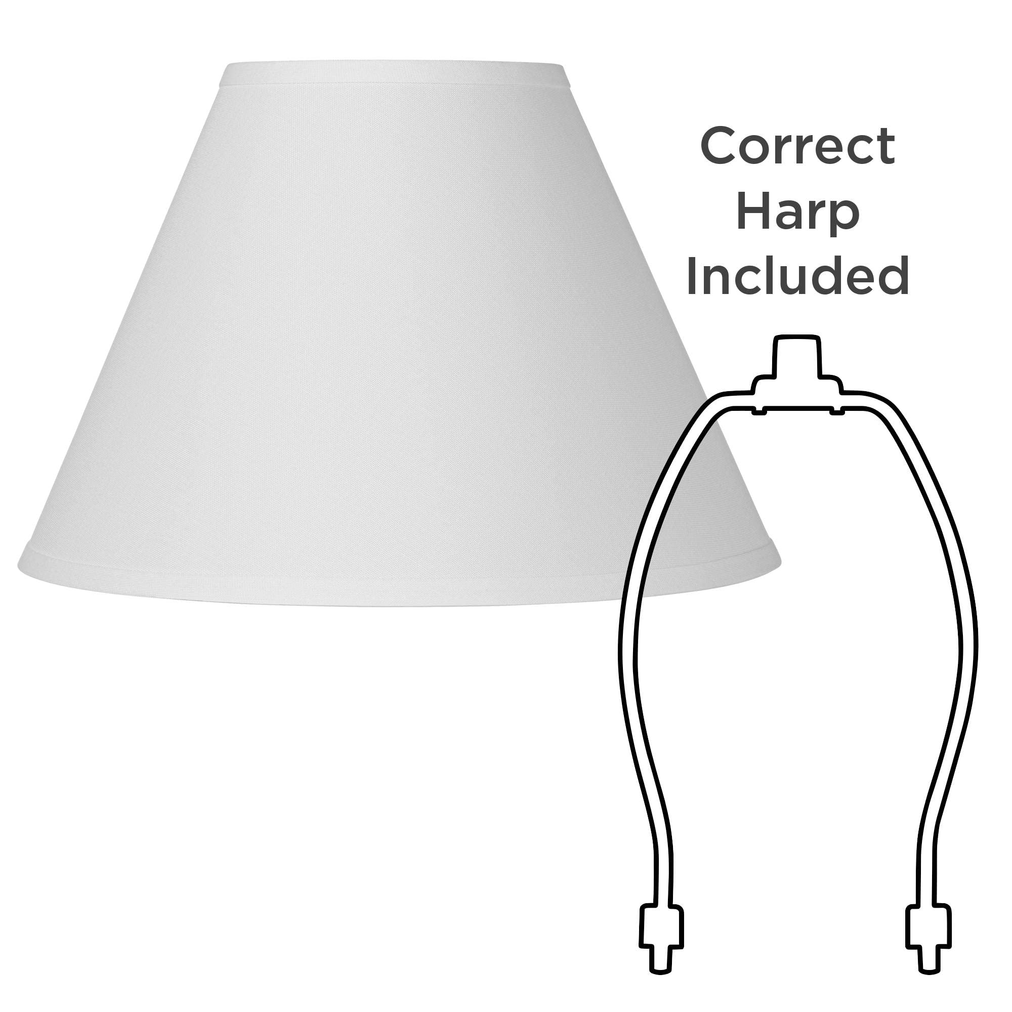 Set of 2 Antique White Linen Medium Empire Lamp Shades 6.5" Top x 15" Bottom x 10.75" High (Spider) Replacement with Harp and Finial - Springcrest