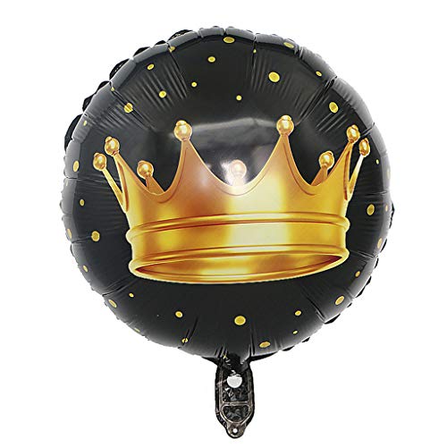 JANOU Crown Balloons 18 Inch Foil Helium Round Black Balloons Birthday Wedding Baby Shower Party Decoration Pack 10pcs