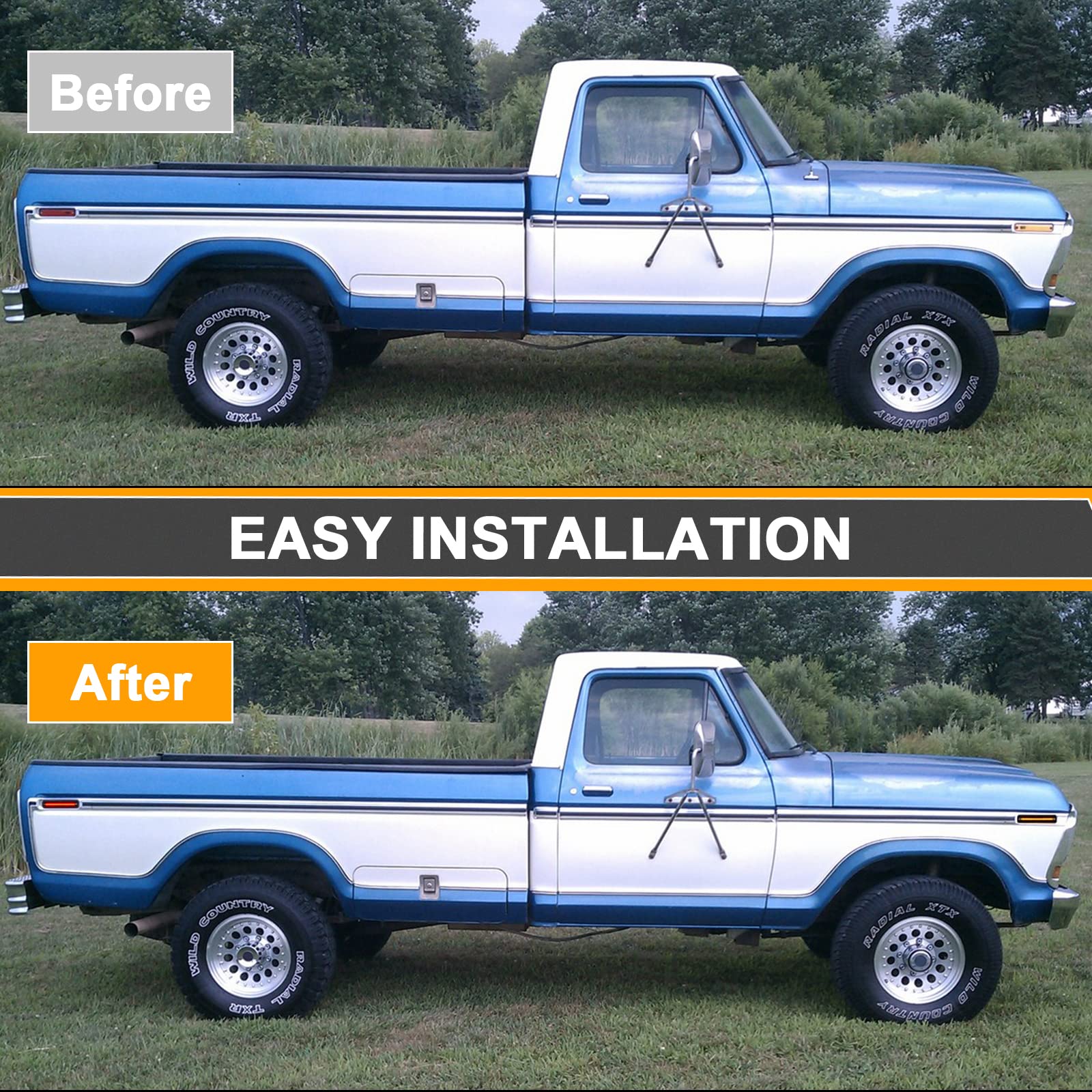 Aexploer LED Side Marker Lights Compatible with F100/150/250/350 1973-1979,for Econoline E100/150/250 1975-1991,for Bronco 1978-1979,Side Markers Lamps Lights Assembly(Smoked Lens)