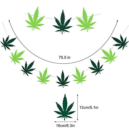 2 Pieces Pot Leaves Felt Banners Pot Leaf Weed Shaped Banners Green Weed Leaves Banner Decorations for Party Home Supplies