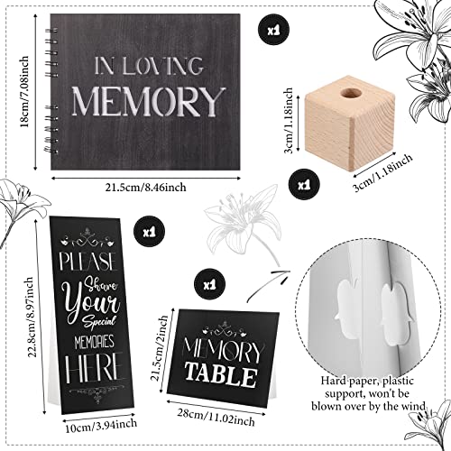 66 Pcs Funeral Guest Book Set Including Funeral Memorial Card Box Share a Memory Card Guest Book Pen Wooden Pen Holder Memory Table Signs Funeral Decorations Memory Signs for Funerals Farewell Party