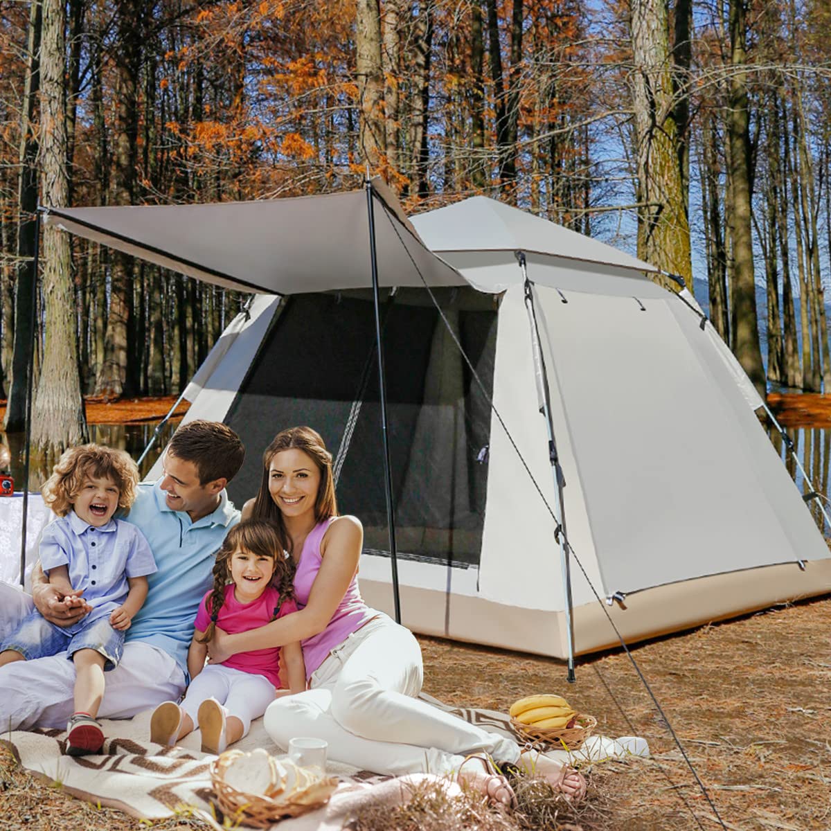 Pop Up Tents for Camping - Quick Setup Folding Tent | 2/3/4 Person Camping Tent for Hiking, Travel or Beach | Water Resistant Inflatable Tent
