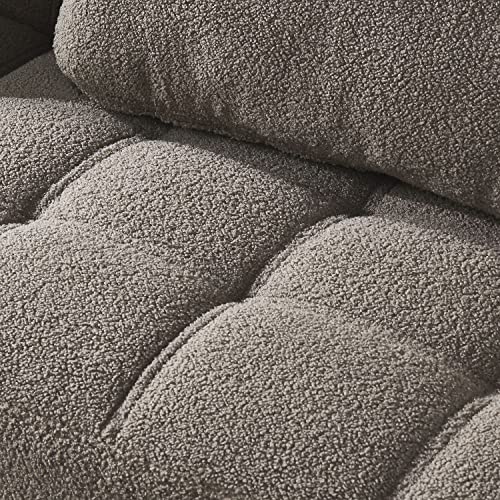 Convertible Sofa Bed, Single Futon Sofa Bed with Adjustable Backrest and Gold Metal Legs, Teddy Fabric Armless Chair for Living Room Bedroom Apartment Office, Taupe