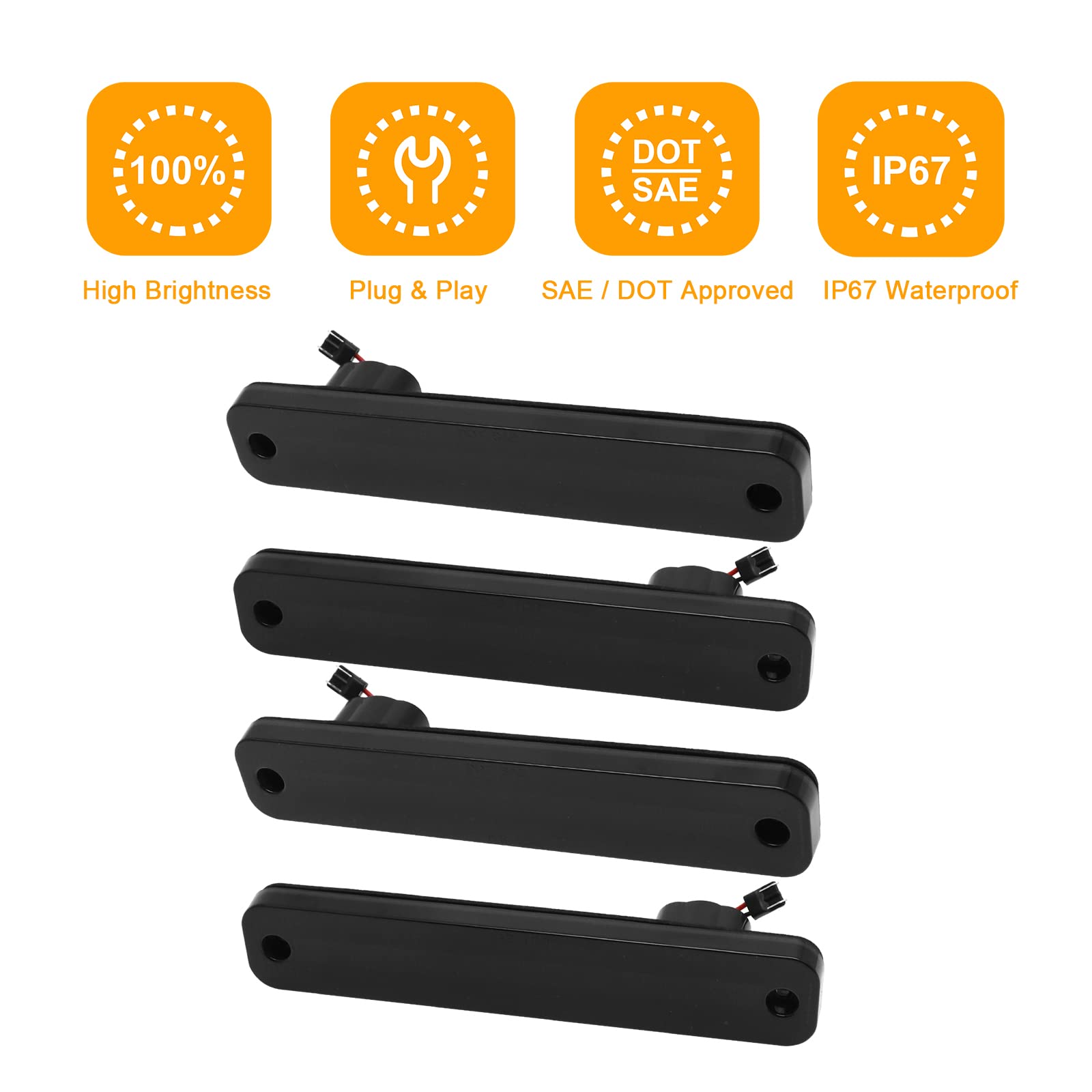 Aexploer LED Side Marker Lights Compatible with F100/150/250/350 1973-1979,for Econoline E100/150/250 1975-1991,for Bronco 1978-1979,Side Markers Lamps Lights Assembly(Smoked Lens)