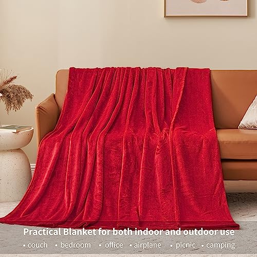 RUIKASI Fleece Throw Blanket Single - Plush Fuzzy Flannel Blanket Red for Single Size Bed, Super Soft Warm Blanket for Sofa and Couch, Fluffy Blanket 50x60 Inches