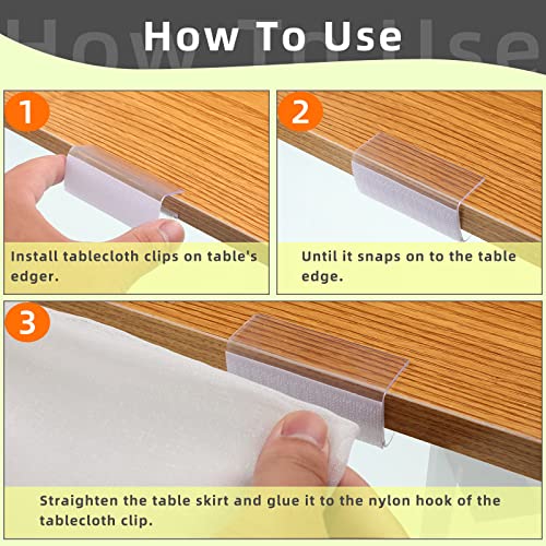 Table Skirting Clips Table Skirt Clips Table Cover Tablecloth Clips Clear Tablecloth Clips Clear Table Edge Clips for Indoor Outdoor Events Wedding Meeting Party Picnic Banquet (24 Pieces)