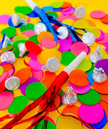 La Sol Imports Round Tissue Confetti Circle Dots Rainbow - Confetti for Party Table Wedding Celebrations Multicolor Biodegradable Paper Tissue 1 inch Circles, 1.4 Ounce (Pack of 1)