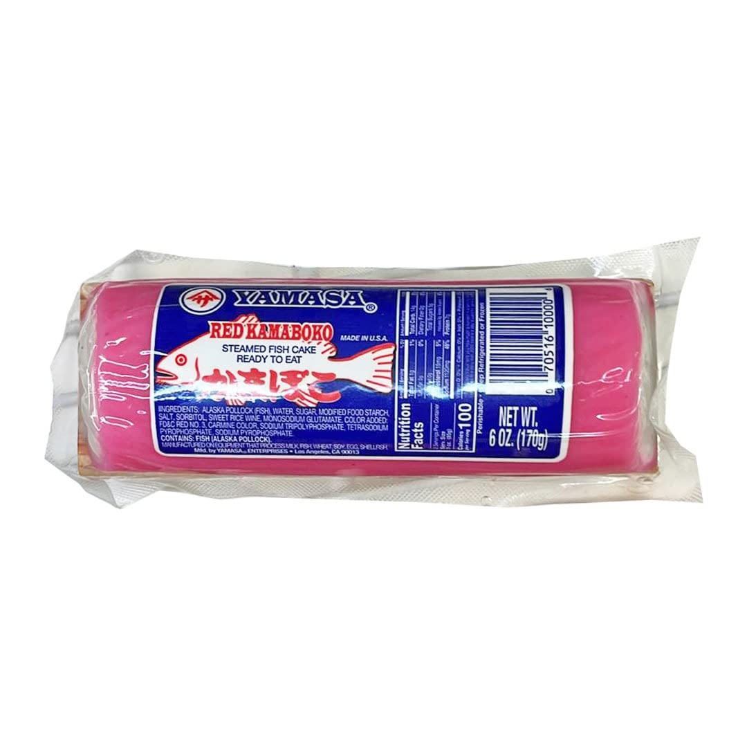 Yamasa Red Kamaboko (Steamed Fish Cake) - Alaskan Pollock (6 Oz., Pack of 1)