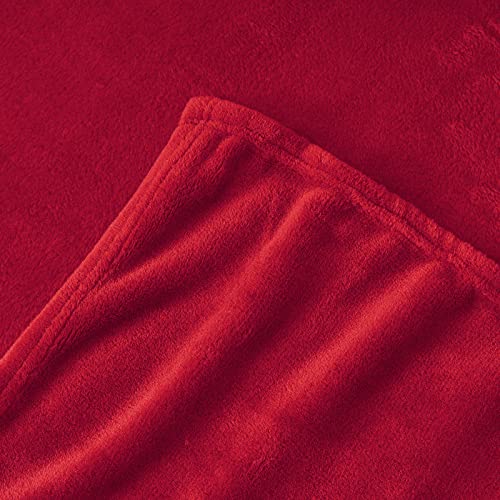 RUIKASI Fleece Throw Blanket Single - Plush Fuzzy Flannel Blanket Red for Single Size Bed, Super Soft Warm Blanket for Sofa and Couch, Fluffy Blanket 50x60 Inches