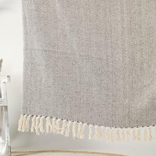 THE ART BOX Brown Throw Blanket for Sofa and Couch Cotton Reversible Chevron Striped Farmhouse Bed Throws Boho Indian Decorative Arm Chair Settee Cover - 50x60 Inches
