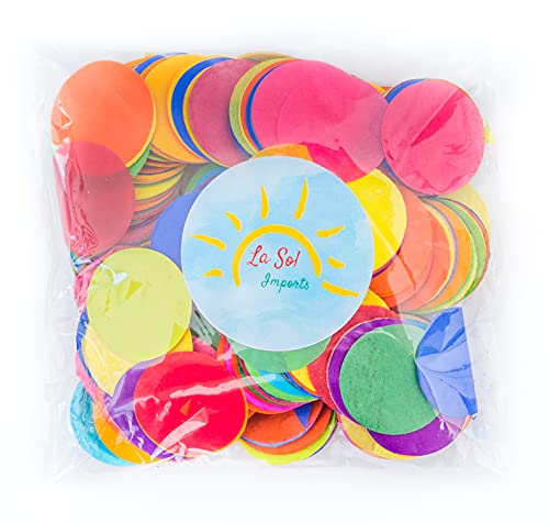 La Sol Imports Round Tissue Confetti Circle Dots Rainbow - Confetti for Party Table Wedding Celebrations Multicolor Biodegradable Paper Tissue 1 inch Circles, 1.4 Ounce (Pack of 1)