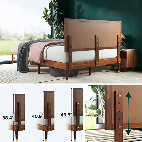 ZINUS Raymond Wood Platform Bed Frame with Adjustable Upholstered Headboard, Solid Wood Foundation, Wood Slat Support, No Box Spring Needed, Easy Assembly, Full