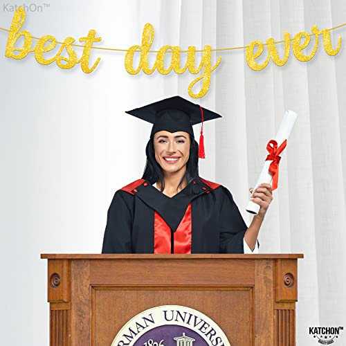 KatchOn, Gold Best Day Ever Banner - 10 Feet, No DIY | Gold Glitter Best Day Ever Sign, Graduation Decorations | Best Day Ever Decorations, Wedding Day Decorations, Graduation Party Decorations 2023