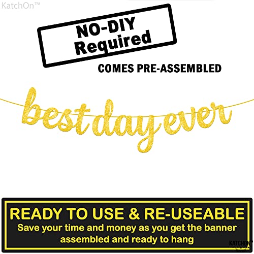 KatchOn, Gold Best Day Ever Banner - 10 Feet, No DIY | Gold Glitter Best Day Ever Sign, Graduation Decorations | Best Day Ever Decorations, Wedding Day Decorations, Graduation Party Decorations 2023