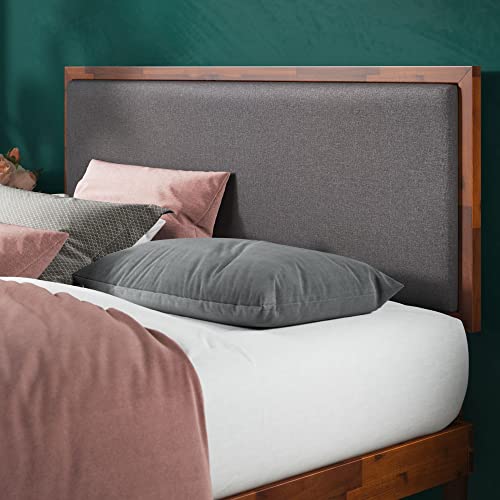 ZINUS Raymond Wood Platform Bed Frame with Adjustable Upholstered Headboard, Solid Wood Foundation, Wood Slat Support, No Box Spring Needed, Easy Assembly, Full