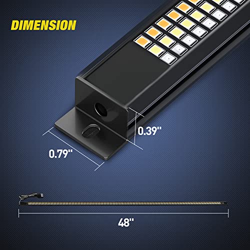Nilight Truck Tailgate Light Strip 48" Aluminum Frame Triple Row 780 LED Strip with Red Running Brake Lights White Reverse Amber Sequential Turn Signals Strobe Lights,2 Years Warranty