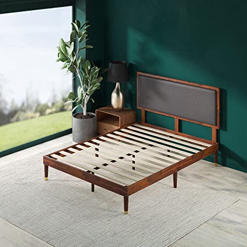 ZINUS Raymond Wood Platform Bed Frame with Adjustable Upholstered Headboard, Solid Wood Foundation, Wood Slat Support, No Box Spring Needed, Easy Assembly, Full