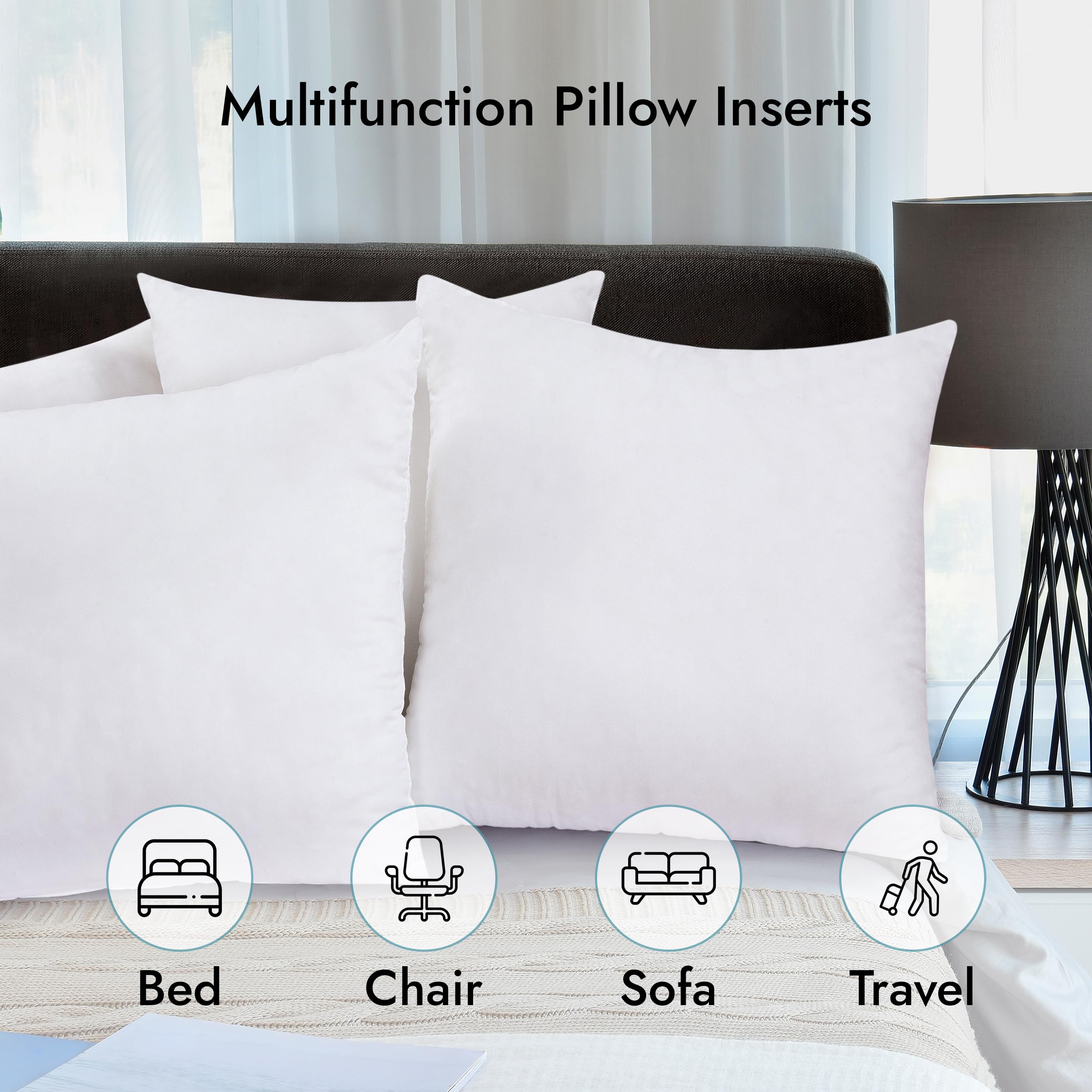 ROYALE LINENS 16 x 24 Pillow Insert - Down Alternative Throw Pillows Insert - Rectangle Pillow Pack of 1 White - Bed & Couch Pillows - Inner Cushion for Bed, Cushion for Living Room - Shams Stuffer