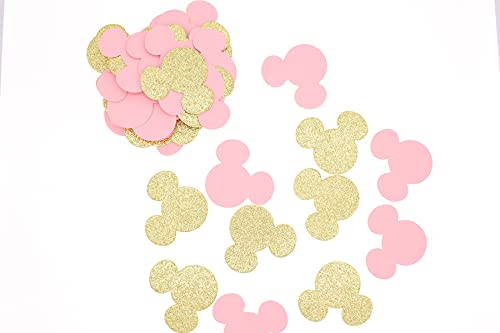 100 pcs Minnie Confetti,Pink And Gold Mouse confetti,Minnie Birthday,First Birthday Party Decoration,Baby Shower Decoration