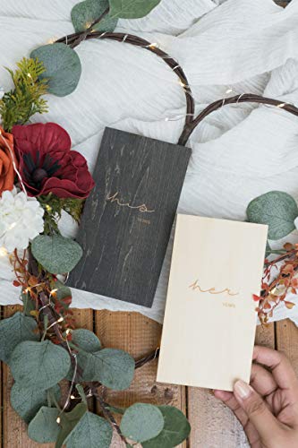 Ling's Moment Handcrafted Vow Books Wedding Vows Book His and Her Rustic Wood Vow Book Set of 2,Vow Renewal Notebook Booklet Journal Keepsake