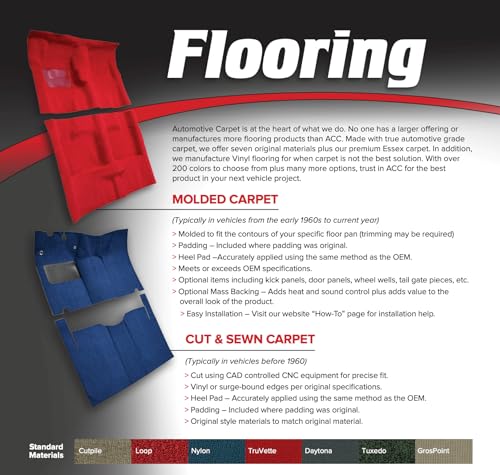 Replacement Auto Carpet Floor Liner - Molded Cutpile - fits 1974-1979 Ford F-100 Extended Cab 2WD Automatic C-6 Trans Column Shift (Medium Doeskin)