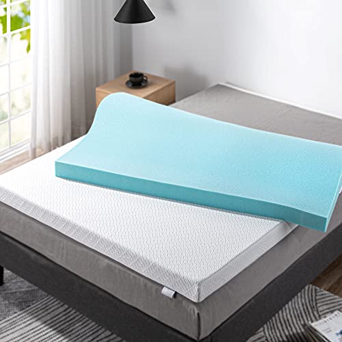 ZINUS 3 Inch Ultra Cooling Gel Memory Foam Mattress Topper with Cooling Cover, CertiPUR-US Certified, King, White