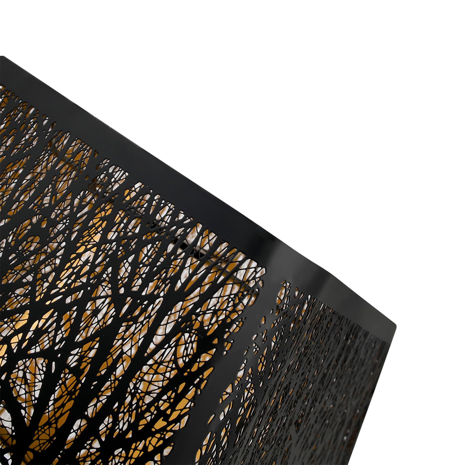 Medium Square Lamp Shades, ALUCSET Metal Lampshade with Pattern of Trees for Table Lamp and Floor Light, 7 x 10 x 7.5 Inch, Pattern of Trees (Black/Gold)
