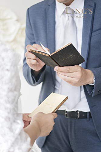 Ling's Moment Handcrafted Vow Books Wedding Vows Book His and Her Rustic Wood Vow Book Set of 2,Vow Renewal Notebook Booklet Journal Keepsake