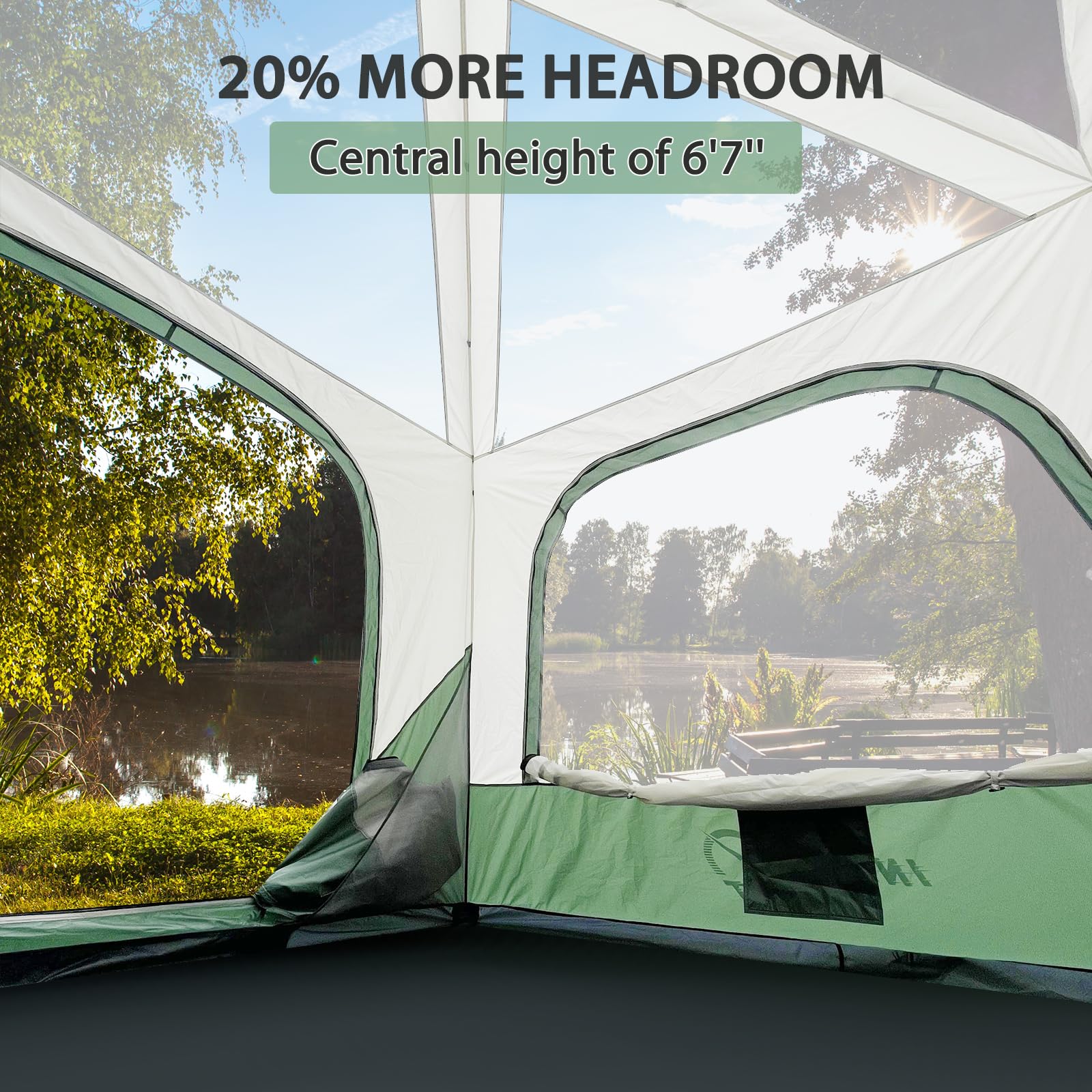 GEERTOP 6 Person Instant Tent for Camping, Large Instant Cabin Tent Easy Setup Pop Up Tent for Family Camping