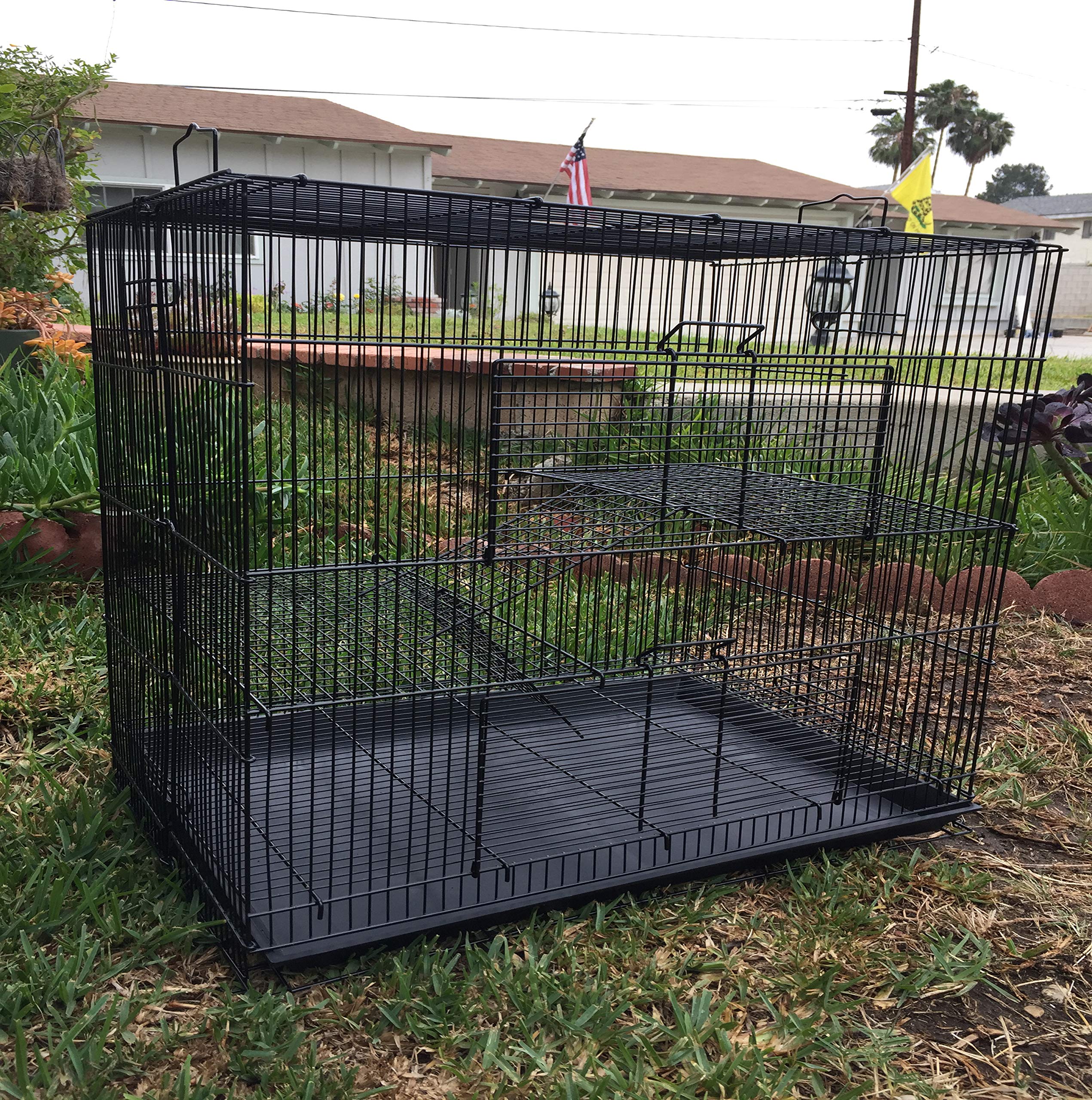 Large 30" Lx18 Wx24 H First Home Multi-Level Habitat Rat Mouse Guinea Pig Chew Free Metal Cage for Exotics Small Animal Critters