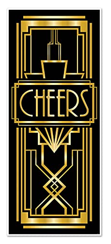 Beistle 59903 2 Piece Great 20's Door Covers, 30" x 6', Black/Gold