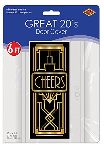 Beistle 59903 2 Piece Great 20's Door Covers, 30" x 6', Black/Gold