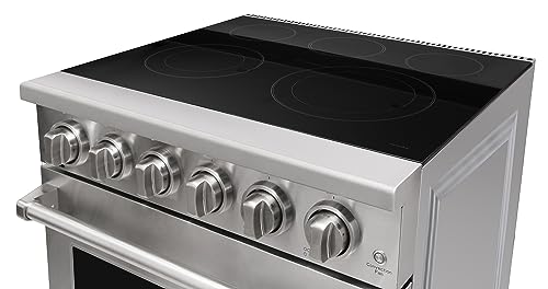 KOSTCH 30 inch Professional Electric Range with 5 Heating Elements Cooktop, 4.55 Cu. Ft. Convection Oven Capacity, Smooth Glass Top, in Stainless Steel, KOS-30RE06H (Stainless Steel)