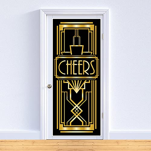 Beistle 59903 2 Piece Great 20's Door Covers, 30" x 6', Black/Gold
